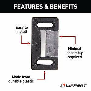 Lippert RV Entry Screen Door Frame Striker, 2.20" x 1.125" Radius Outside Strike Latch Tie Plate, Durable Plastic Construction - 198287, Black