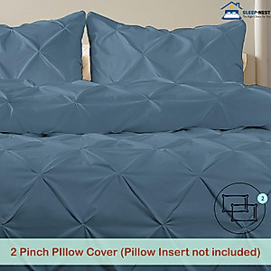 SLEEP-NEST Super King Duvet Cover Set 120x120 Inch 3 Piece 100% Egyptian Cotton with Zipper Closure 800TC All Season Breathable 10x10ft Extra Large Cover, Oversized King Plus, Medium Blue