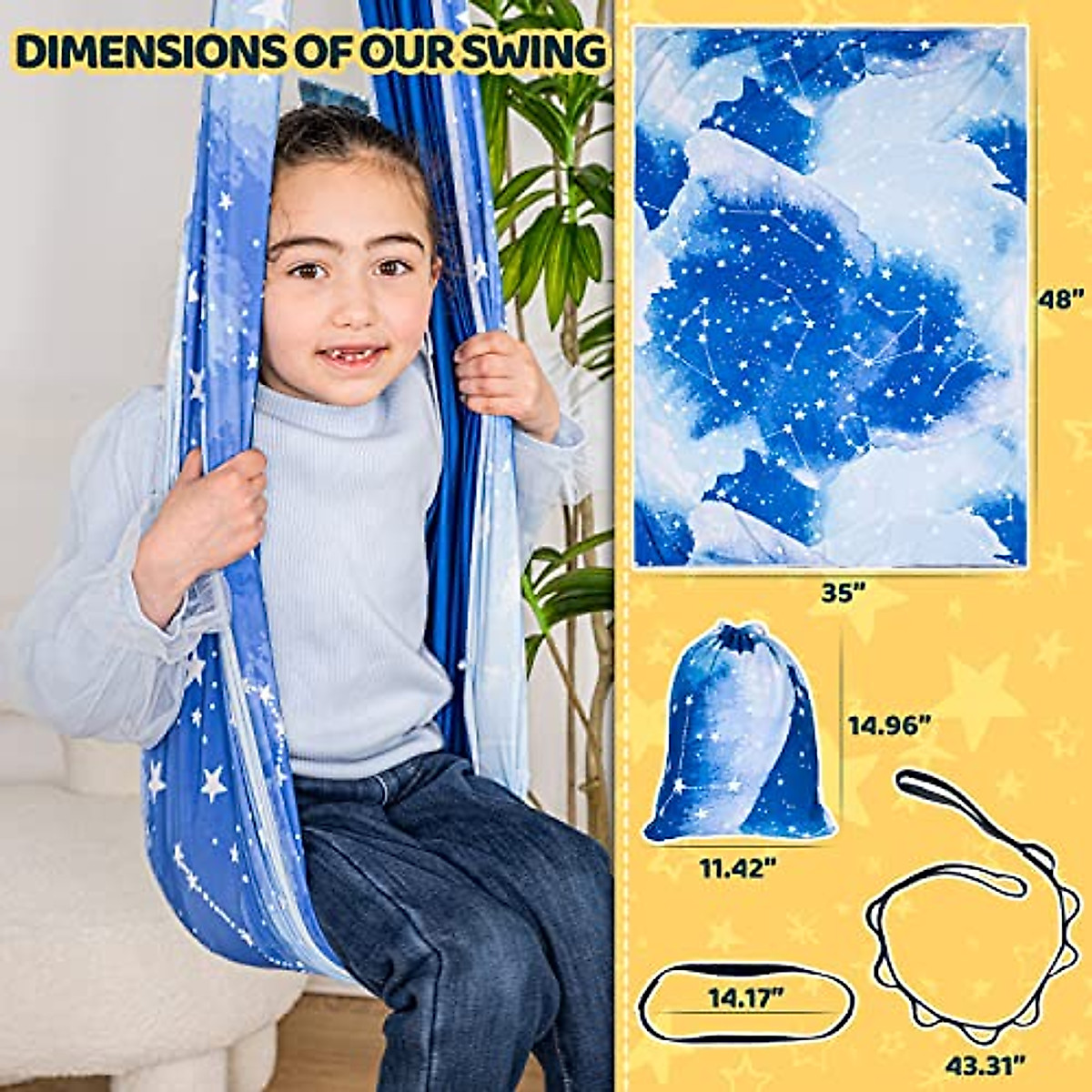 MoJo Bloom Sensory Swing for Kids Indoor & Outdoor - Adults and Kids Hammock Swing - Sensory Joy Therapy Swing for Kids with ADHD, Anxiety, Special Needs - Therapy Pod Swing for Kids