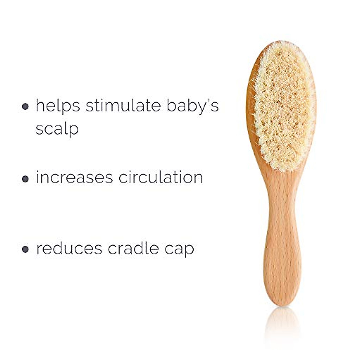 Natemia Quality Wooden Baby Hair Brush for Newborns & Toddlers | Natural Soft Bristles | Ideal for Cradle Cap | Perfect Baby Registry Gift