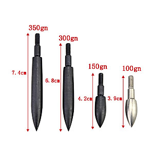 HNZMDY 12 Pcs Archery Arrow Field Points 100/150/200/250/300/350 Grain Bullet Points Screw in Broadheads (Black, 150 grain)