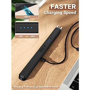 Candle Lighter Valentines Day Gifts for Her Him Wife Girlfriend Rechargeable Electric Long Lighters for Kitchen Home Camping Gift for Women Men Adults