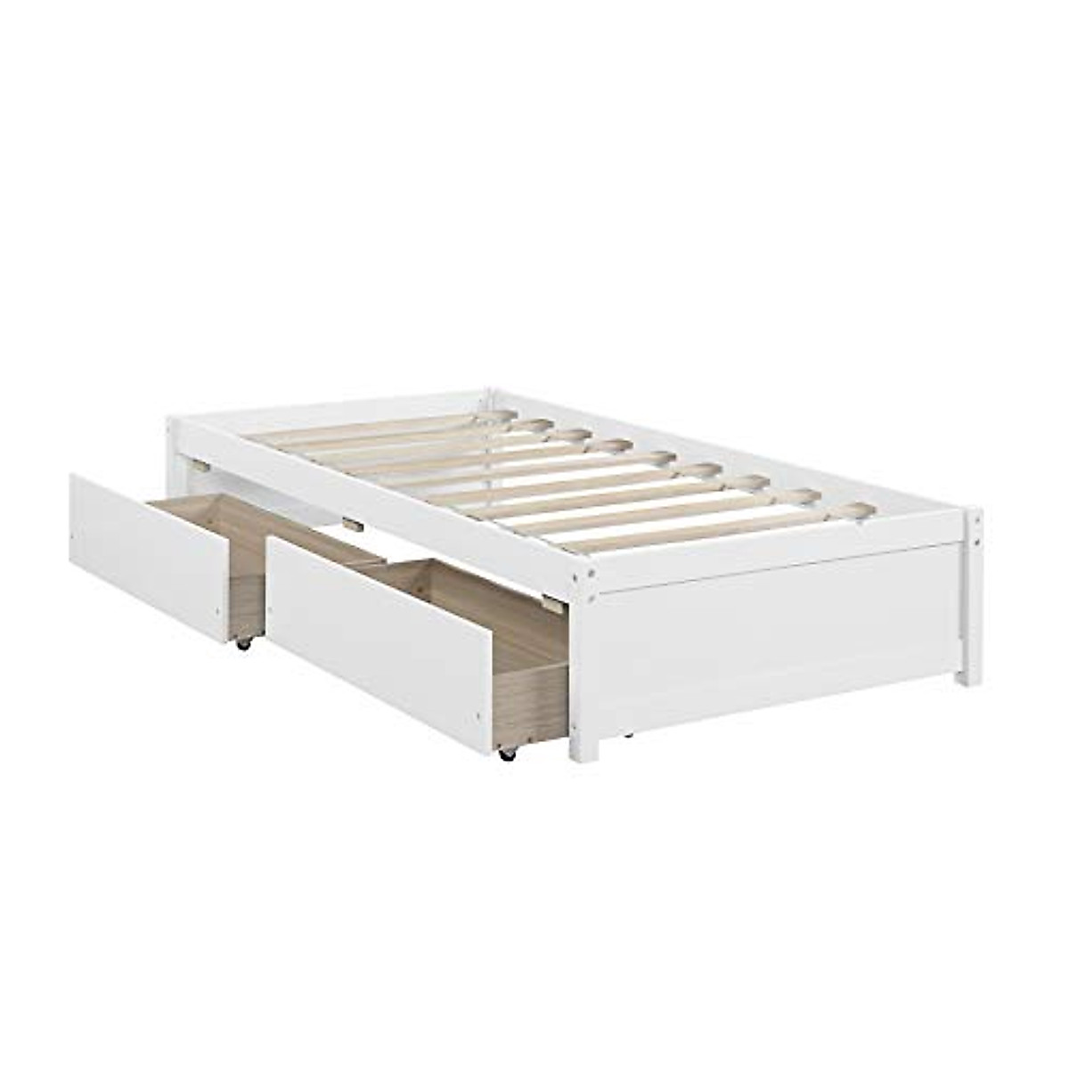 Manijind Twin Bed Wooden Bed Frame with Storage Drawer Single Bed Platform Solid Wood DayBed for Adults, Kids,Teens, No Box Spring Needed