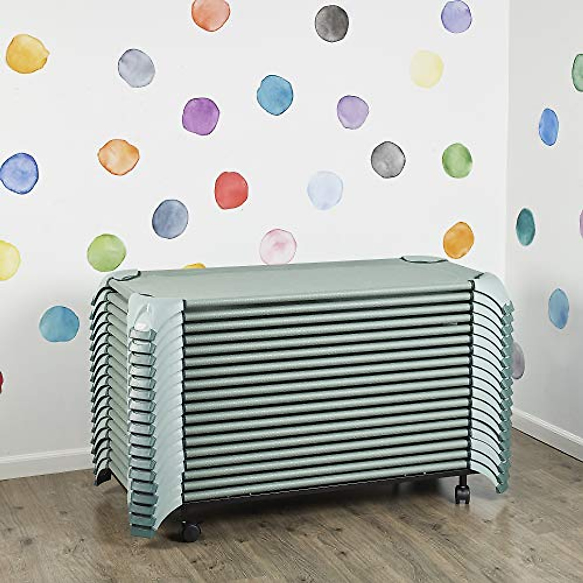 ECR4Kids Stackable Cozy Cot with Storage, Classroom Furniture, Sage, 6-Pack