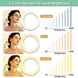Eicaus 10'' Selfie Ring Light with 62'' Tripod Stand, Phone Ringlight with Remote and Phone Holder, Lighting for Video Recording Compatible with iPhone/Android