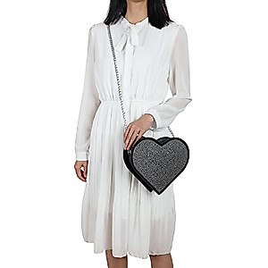 lola mae Heart shaped bags for women Rhinestone Shining Heart Crossbody Handbag