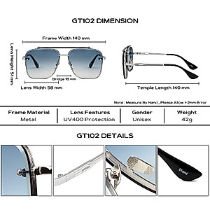 Gtand Fashion Trendy Square Aviator Gradient Sunglasses For Women Men Vintage Metal Sun Glasses
