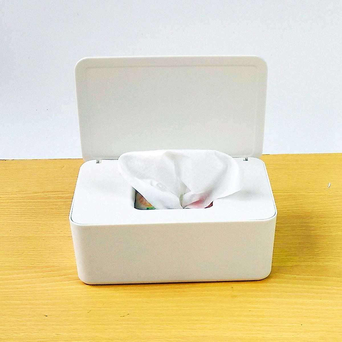 Wipes Dispenser Holder with Lid, Home Wet Tissue Case Storage Box Container Dustproof Holder for Home Office Desk(White)
