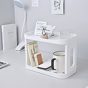 FIZZOQI Double Plastic Storage Rack Family Bathroom Kitchen Storage Rack Sundries Storage Rack Cosmetics Storage Rack Creative Office Desktop Rack