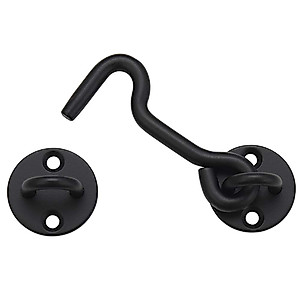 Raswik 4” Privacy Hook and Eye Latch Easy Lock for Barn Door, Black