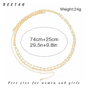 Reetan Pearl Layered Belly Body Chain Gold Body Chains Tassel Waist Chain Beach Bikini Body Jewelry Accessories for Women and Girls