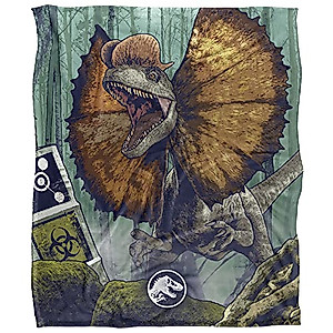 Jurassic World: Dominion Blanket, 50"x60" Dilophosaurus Silky Touch Super Soft Throw Blanket