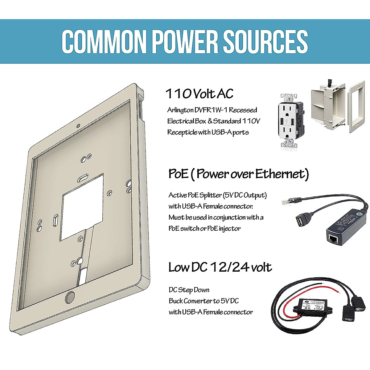 Smart Home Mount Wall Mount Kit for Apple iPad 10.2 inch Tablet (7th / 8th Gen) - White