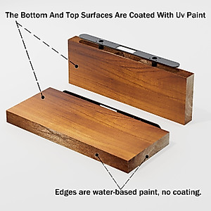 TREEMBER Wooden Floating Shelves for Wall 15.7" Rustic Wall Mounted Shelves Set of 3 Natural Paulownia Wood Shelves Décor for Bedroom,Living Room,Kitchen (Brown)