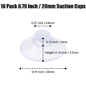 Qjaiune 10 Pack Glass Table Suction Cups 20mm Rubber Suction Cup Hangers without Hooks, Anti-Collision Suction Cups Transparent Suckers, Clear Plastic Suction Cups Desk Suction Pads for Furniture