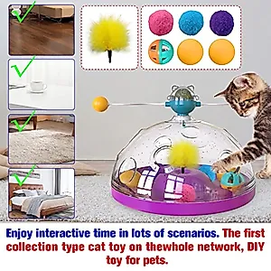 TACKDG Cats Treasure Chest Cat Toy Kitty Toys Kitten Track Ball Teaser Catnip Balls with Feather Interactive Indoor Pets Supplies Supply Funny Gift A