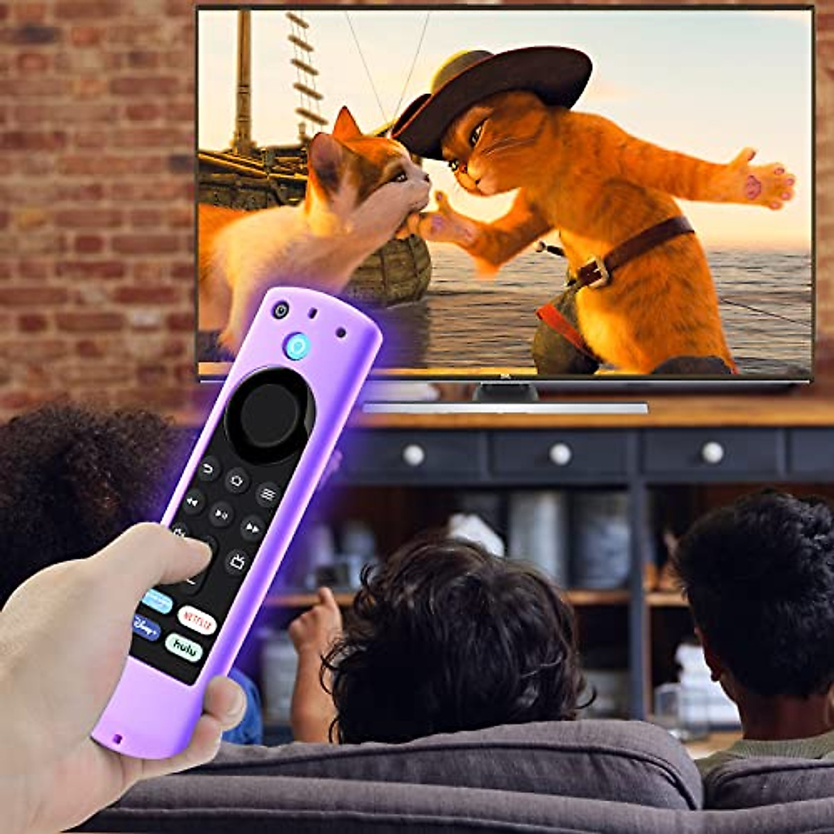 Firestick Remote Cover, Firestickremote TV Remote Universal Remote Case Skin Sleeve Glow in The Dark Purple