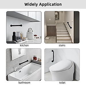 Supwish Handicap Grab Bars for Shower 16 Inch Black, 2 Pack Bathroom Grab Bars for Wall Toilet Bathtub, Shower Bars Safety Hand Rail Support Handle - Shower Grab Bars for Seniors Elderly Disabled