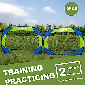 Porayhut Pop up Soccer Goals Net,Portable Soccer Nets for Kids for Backyard,Set of 2 with Ball &Pump, Easy Assembly Soccer Goals with Compact Carrying Bag and 8 Steel Stakes,Gift for Kids