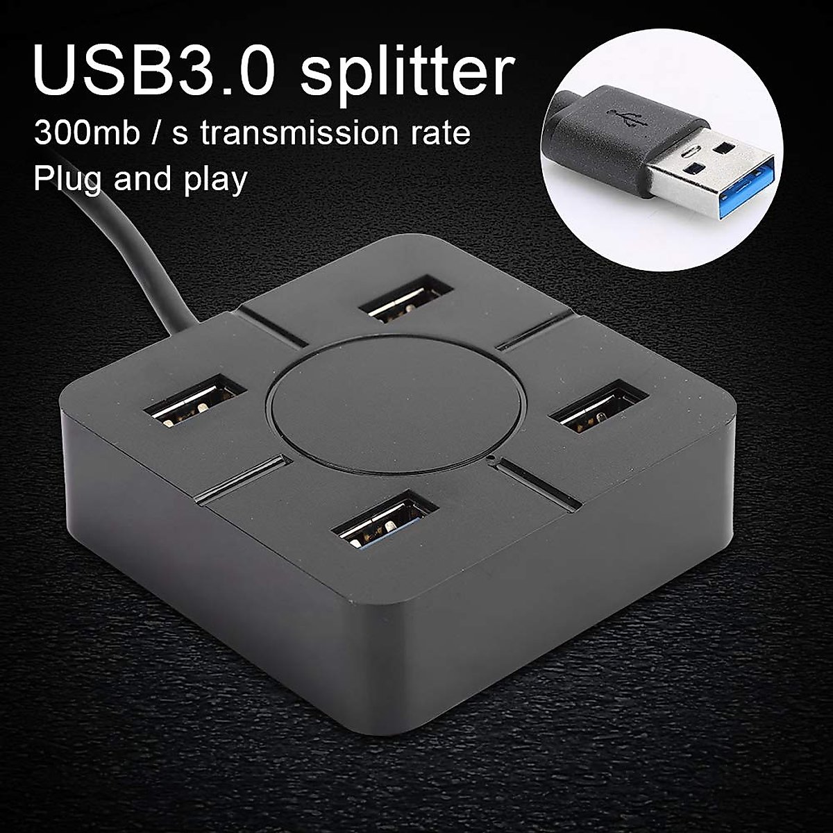 Docking Station, Black USB Hub, Hub, USB3.0 High Speed Transmission for Keyboard U Disk for Mouse Card Reader(Black)