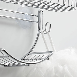 mDesign Steel Metal Curved Bathroom/Shower Caddy, Hanging Storage Organizer for Shampoo and Conditioner Bottles - 2-Tier Rack with Baskets - Holder for Soap, Body Wash, Concerto Collection, Chrome