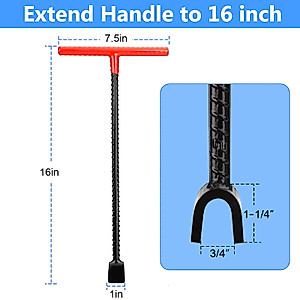 Eapele Water Meter Key 16 inch Enforced Steel T-Handle With 4-way Multi-Functional Universal Cross Key