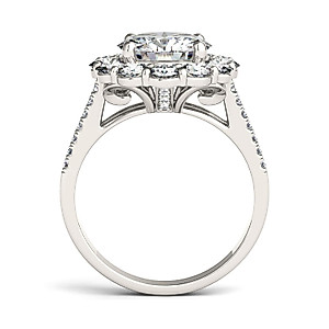 Charles & Colvard 14K White Gold Moissanite 9mm Round Engagement Ring-size 7.5 4.22cttw DEW