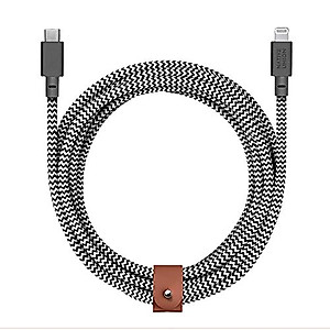 Native Union Belt Cable USB-C to Lightning - 10ft Ultra-Strong Reinforced Cable [MFi Certified] for iPhone 14, iPhone 14 Plus, iPhone 14 Pro, iPhone 14 Pro Max, iPhone 13 and Earlier (Zebra)