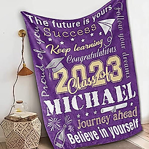 Custom Name Blanket Graduation 2023, Graduation Blanket Personalized Graduation Blanket, Graduation Flannel Throws Personalized Unique Customized Graduation Gift for Family Friends, 30 x 40 Inches