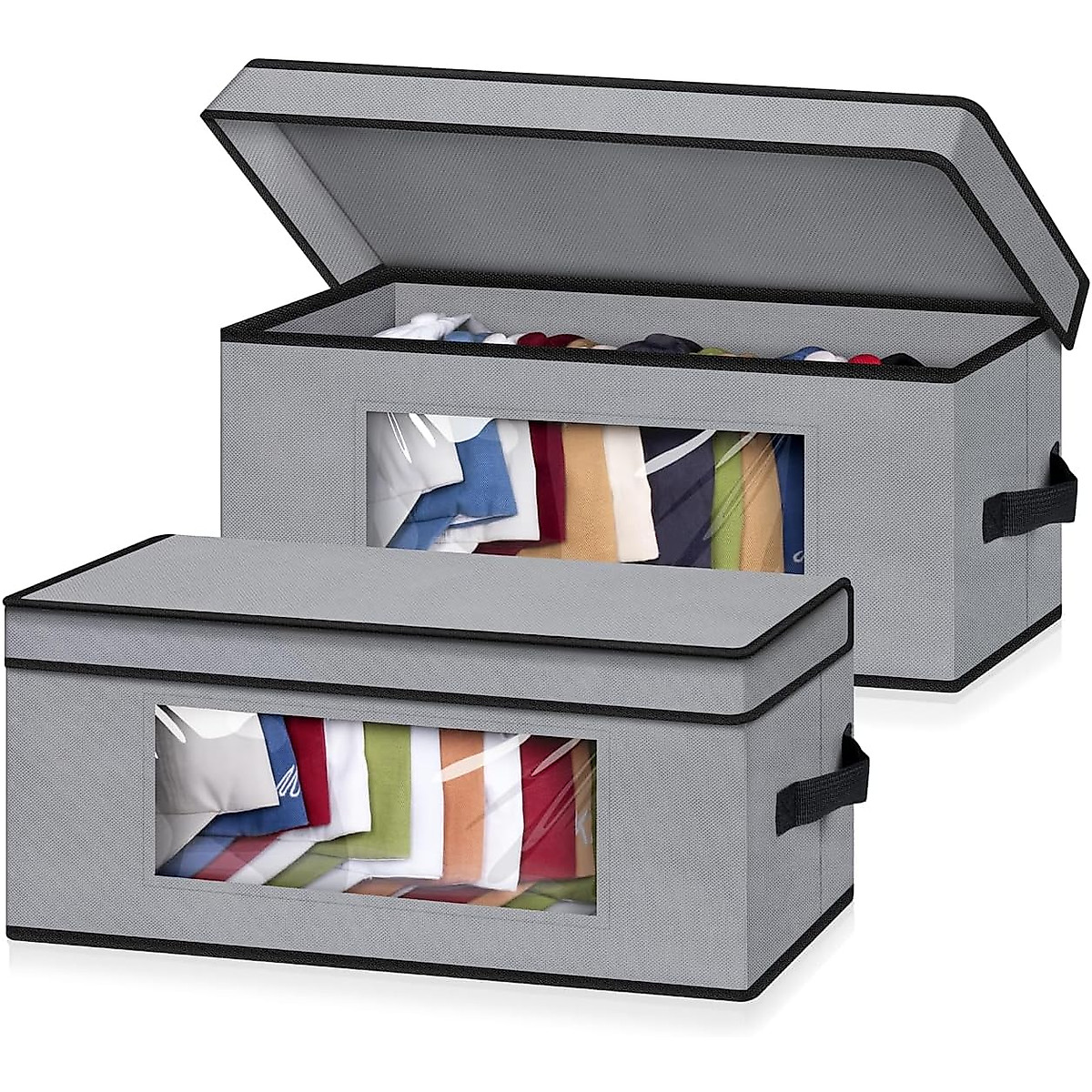 SLEEPING LAMB Stackable Hat Organzier for Baseball Caps, 2 PCS Hat Storage Boxes for Closet Hold 30 Caps with Cardboard, Grey