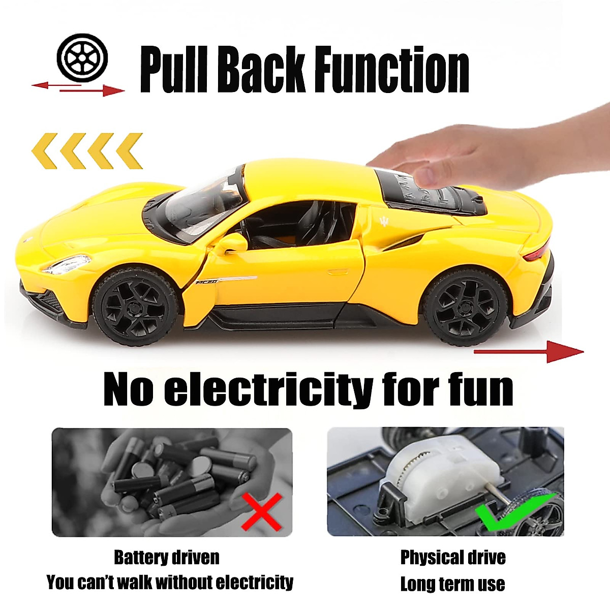 TOKAXI 1/36 Scale Maserati MC20 Diecast Model Car,Pull Back Vehicles Toy Cars,Cars Gifts for Boys Girls