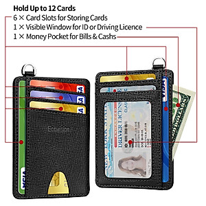 Slim Minimalist Front Pocket Wallet, Ecovision RFID Blocking Credit Card Holder Wallet with Detachable D-Shackle for Men Women