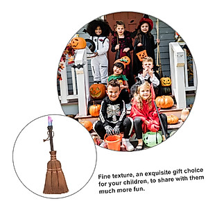 Alipis 4pcs Children's Mini Broom Witches Altar Crystal Broom Halloween Brooms Decor Mini Wizard Broom Altar Ornament Halloween Decorations Indoor Short Broom Wooden The Witch Miniature