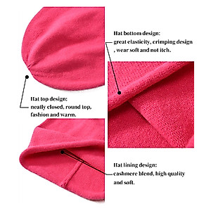 jaxmonoy Winter Cashmere Knit Beanie Hat for Women, Wool Warm Soft Knitted Slouchy Skully Beanie Cap - Rose