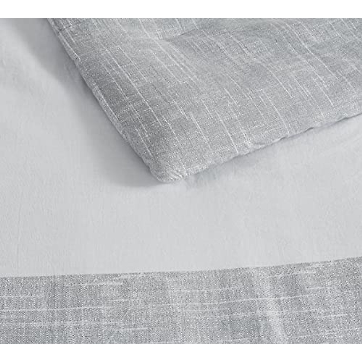 Poppy & Fritz | Stripe Collection| Duvet Cover Set- 100% Cotton Ultra Soft, All Season Bedding, Pre-Washed for Added Softness, Twin, Grey