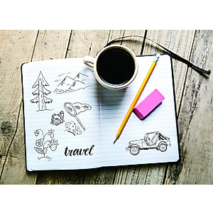 LYTek Faux Leather Lined Journal Notebooks with 120 GSM, Hardcover Executive Notebook, 5.25 x 8.25 inches for Writing - Date Marked, Inner Pocket, Ribbon Mark & Elastic Closure (Black, Pack of 2)