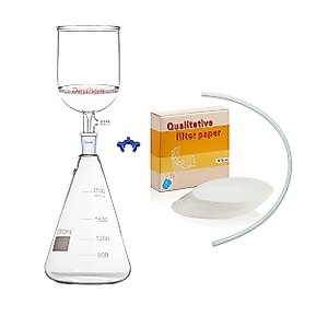 Deschem 2000ml Suction Filtration Device 90mm Pore Plate Buchner Funnel 2L Erlenmeyer Flask & Filter Paper kit