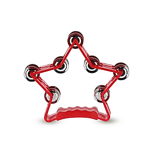 GEWA jingle wreath Star - 14-pairs of chrome-plated jingles - double row - color red