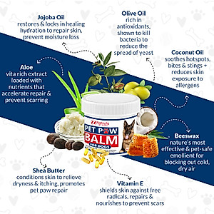 Natrulo Pet Paw Balm for Dog - Natural Healing Ointment for Itchy Paws, Grooming, Allergy Relief, Repair, Pad Protection – Soothing Unscented Shea Butter Moisturizer for Itching, Dryness, Licking 2oz