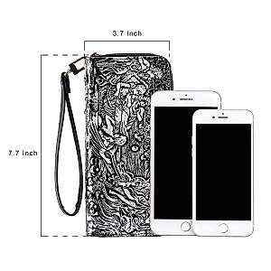 Women's Clutch Wallet Ladies Zip Around Bifold Long Purse Travel Phone Card Holder Organizer Wrist Strap (Venus)