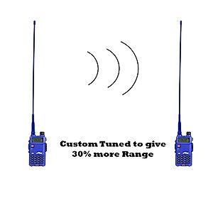 Ultimate Blue Custom Tuned Long-Range 15 - Inch Ducky Whip Antenna VHF/UHF (136/520Mhz) SMA-Female for BTECH, BaoFeng, and Rugged Handheld Radios RH5R and V3 (Does not fit R1) - #DB-5R