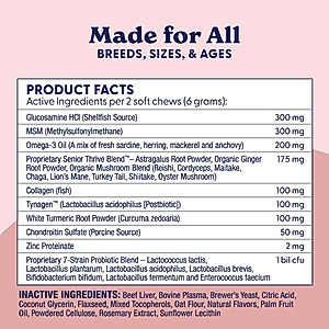 Origin Labs Senior Dog Multifunction Support Omega 3 Supplement, Gut Health Probiotics, Heart, Skin, Liver & Joint Health, Immune Support, Glucosamine Chondroitin, Beef Liver Flavor, 90 Soft Chews