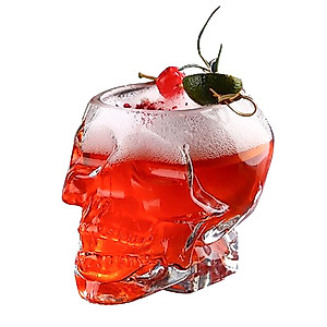 Crystal Skull Glass, Gifts, Carved Design, Vintage Glass Skull Glass, Used to Supply Scotch Whisky Mixed Drinks, Bar Decoration, Halloween Decoration, Christmas Decoration Gifts (350ml/12 Ounces)