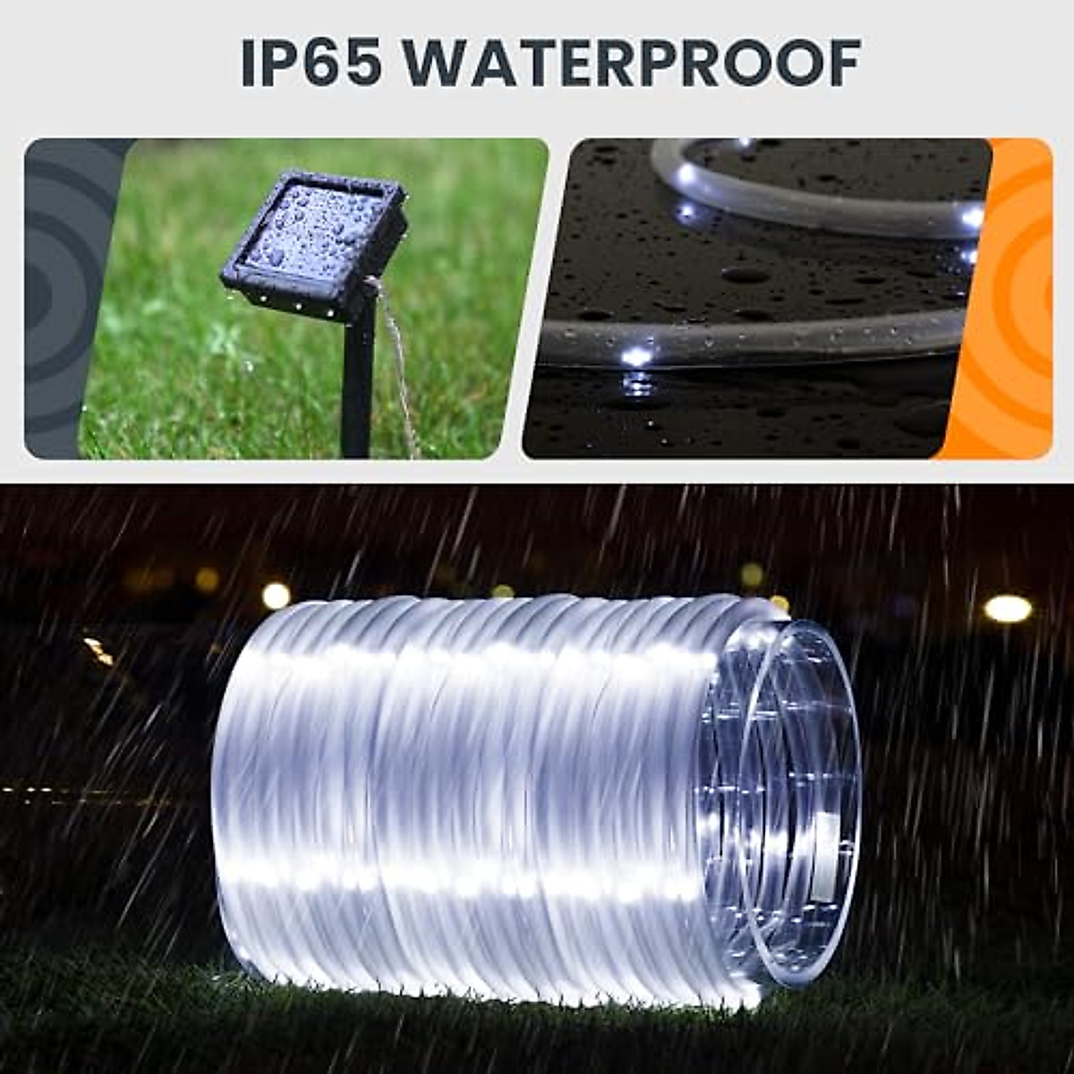 GIGALUMI 2 Pack Solar Rope Lights Outdoor, Each with 100 LEDs 35.7 Feet 8 Modes, Solar Rope String Lights Outdoor, Solar String Lights Outdoor for Garden Fence Patio Yard Party Christmas Decorations