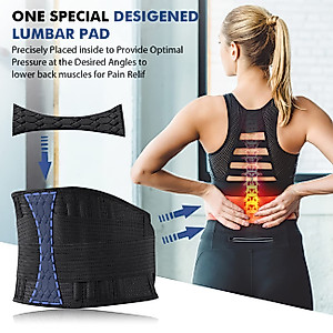 Racbeuk Lumbar Support Belt Lower Back Brace for Lifting, Herniated Disc, Sciatica, Pain Relief,Breathable Lumbar Brace for Men & Women