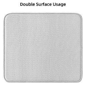 SUBEKYU Microfiber Dish Drying Mat for Kitchen Counter, Absorbent Dishes Drainer/Rack Pad for Countertop (Light Grey 2P)