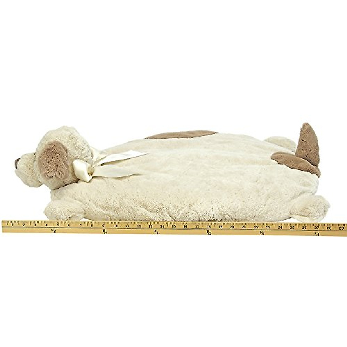 Bearington Baby Lil' Spot Belly Blanket, Beige Puppy Dog Plush Stuffed Animal Tummy Time Play Mat