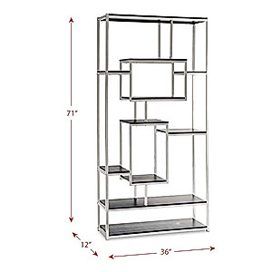 BOWERY HILL 71" Tall Bookshelf, 7-Tier Classic Bookcase, 9-Shelf Open Storage Shelves Organizer in Chrome for Home Office