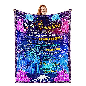 Daughter Gifts, Daughter Gift from Dad, to My Daughter Blanket from Dad, Gift for Daughter Birthday Thanksgiving Mothers Day, Flannel Soft Throw Blanket 40"X50"