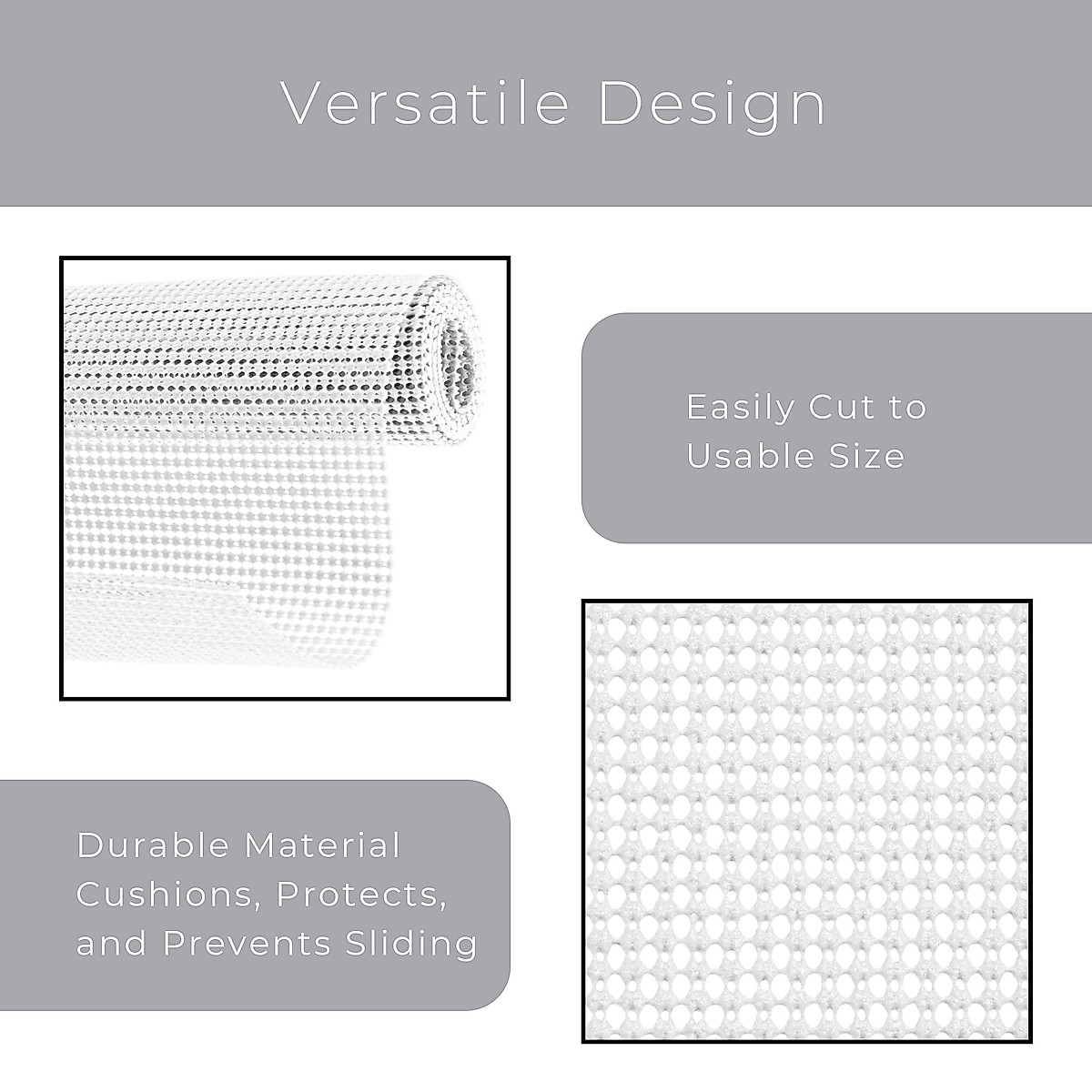 Smart Design Classic Grip Shelf Liner – 18in x 5ft – Non-Adhesive Drawer Liner with Strong Grip Helps Protect and Personalize Your Home Organization and Storage – White